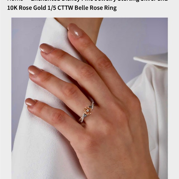 Disney | Jewelry | Disney Belle Rose Ring In Rose Gold And Silver ...